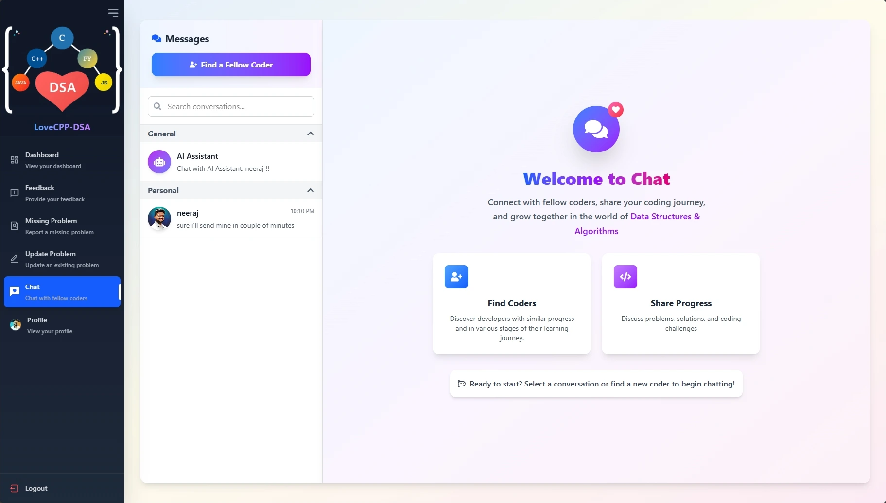 LoveCppDSA - Your one stop dsa tracker