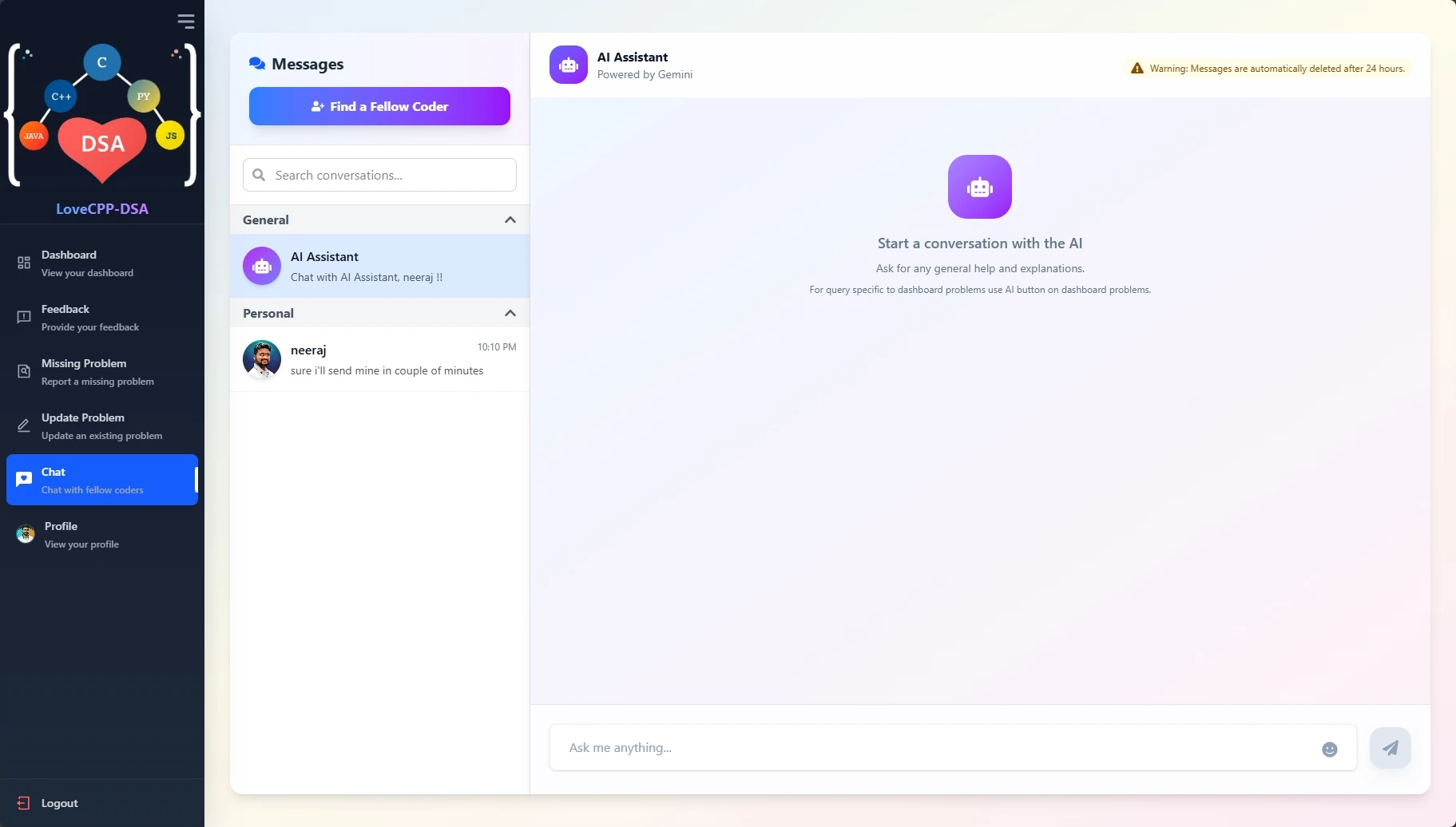 LoveCppDSA - Your one stop dsa tracker