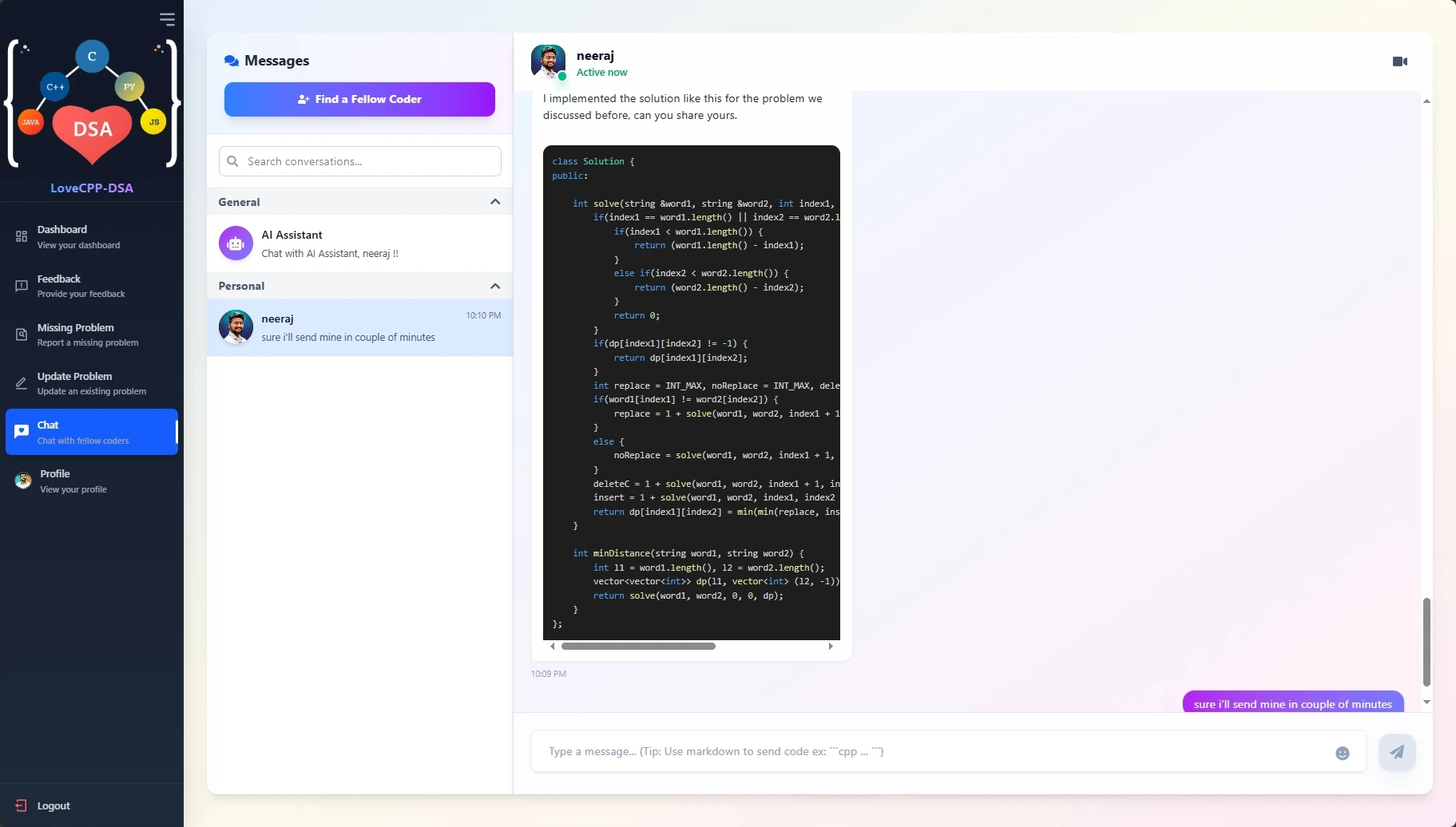 LoveCppDSA - Your one stop dsa tracker