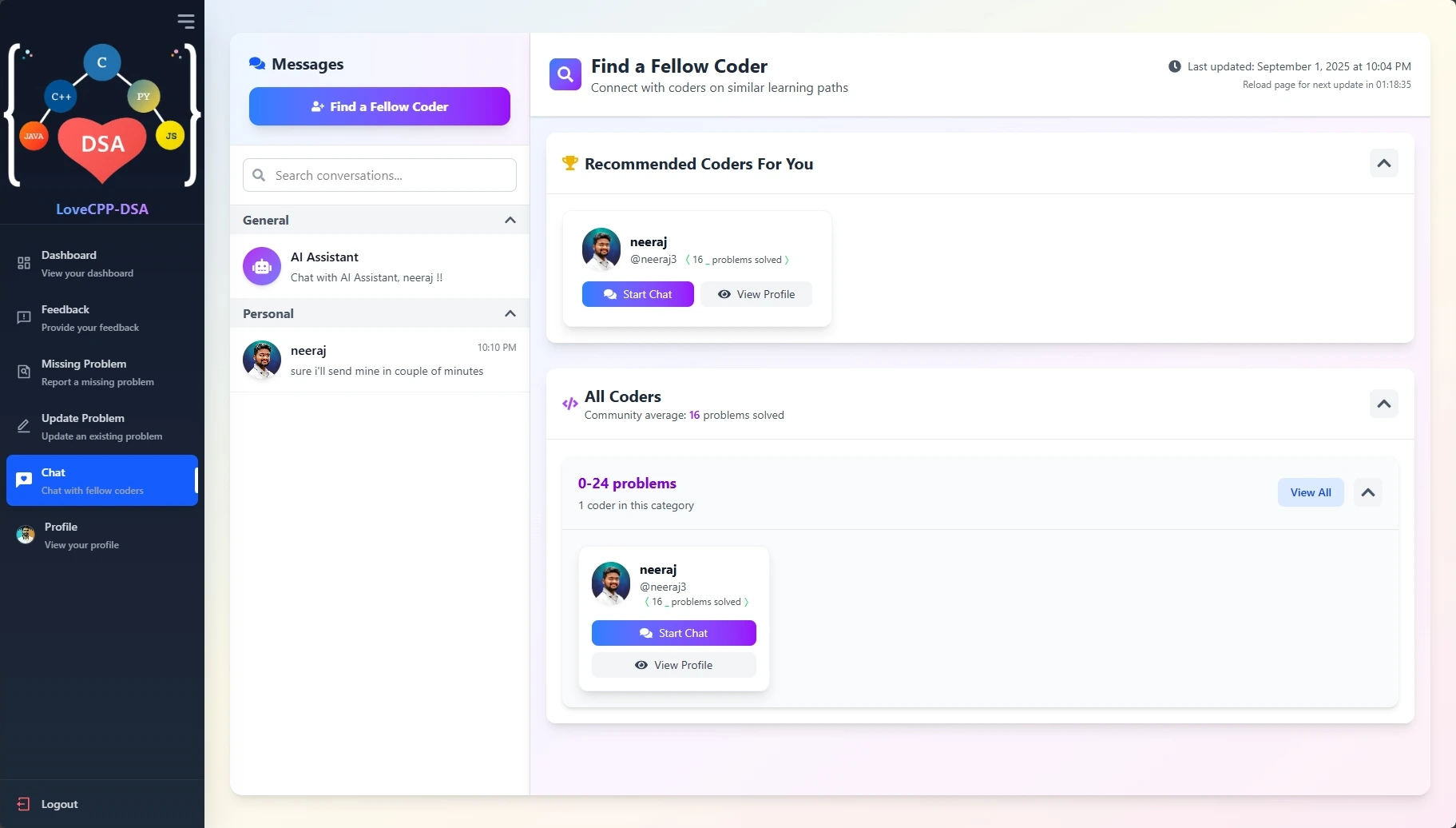 LoveCppDSA - Your one stop dsa tracker