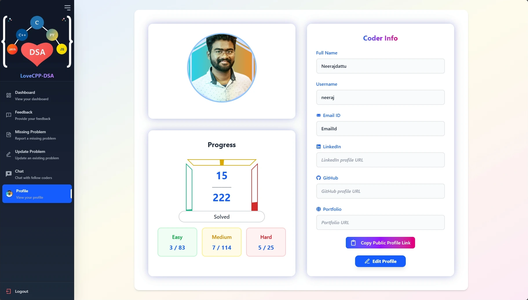 LoveCppDSA - Your one stop dsa tracker